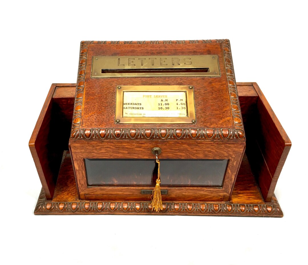 Antique Country House Wooden Oak Letter Box / Stationery Rack C.1900 ...