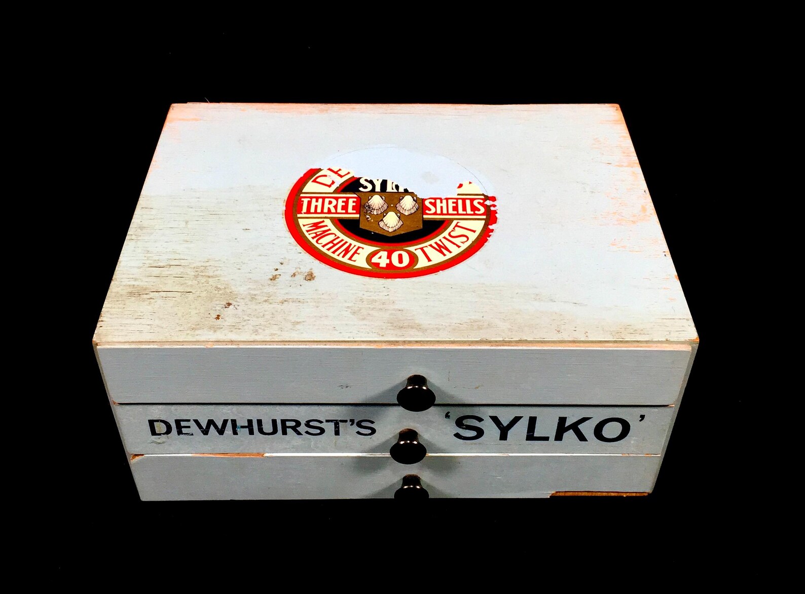 Antique Wooden Shop Display Sewing Cabinet for Dewhurst Sylko Spool ...