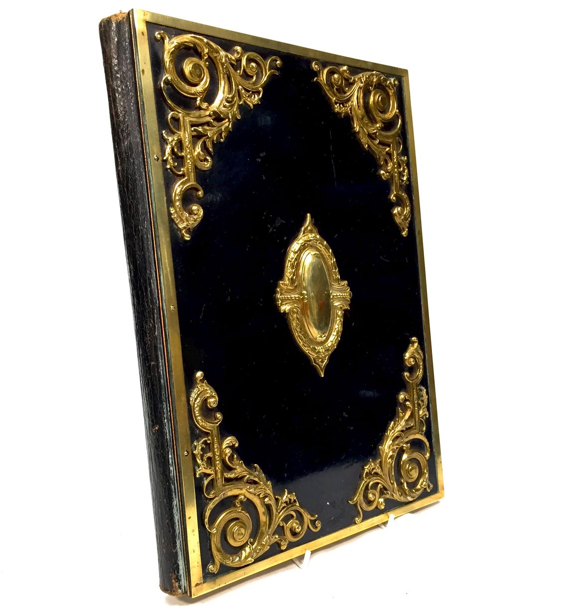 Antique 19th Century Lacquered Blotter Notepad With Brass Decorative ...
