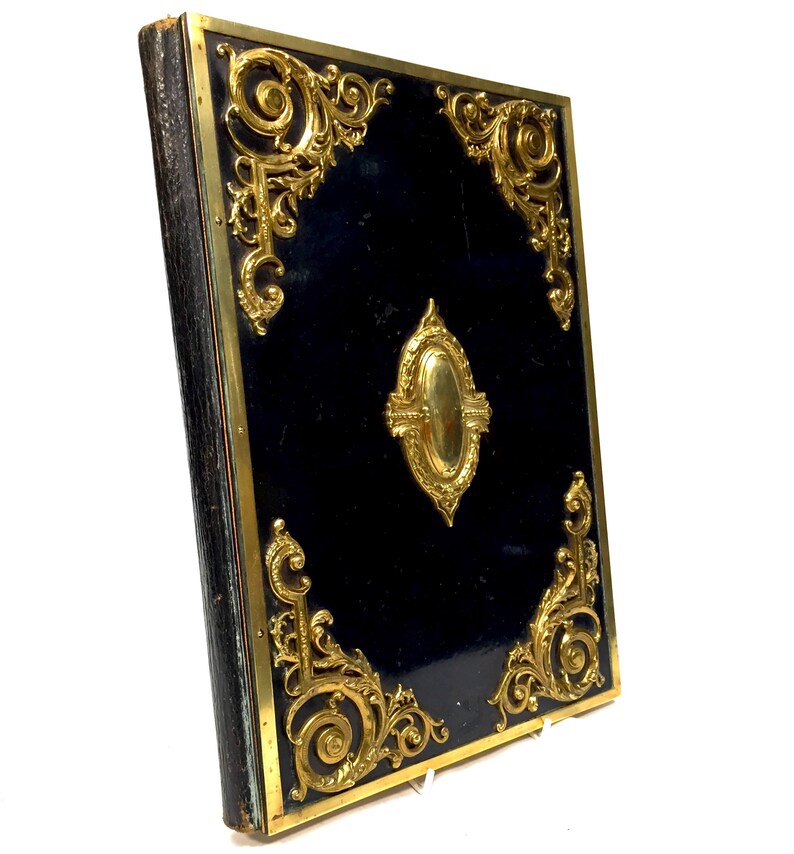 Antique 19th Century Lacquered Blotter Notepad With Brass Decorative ...