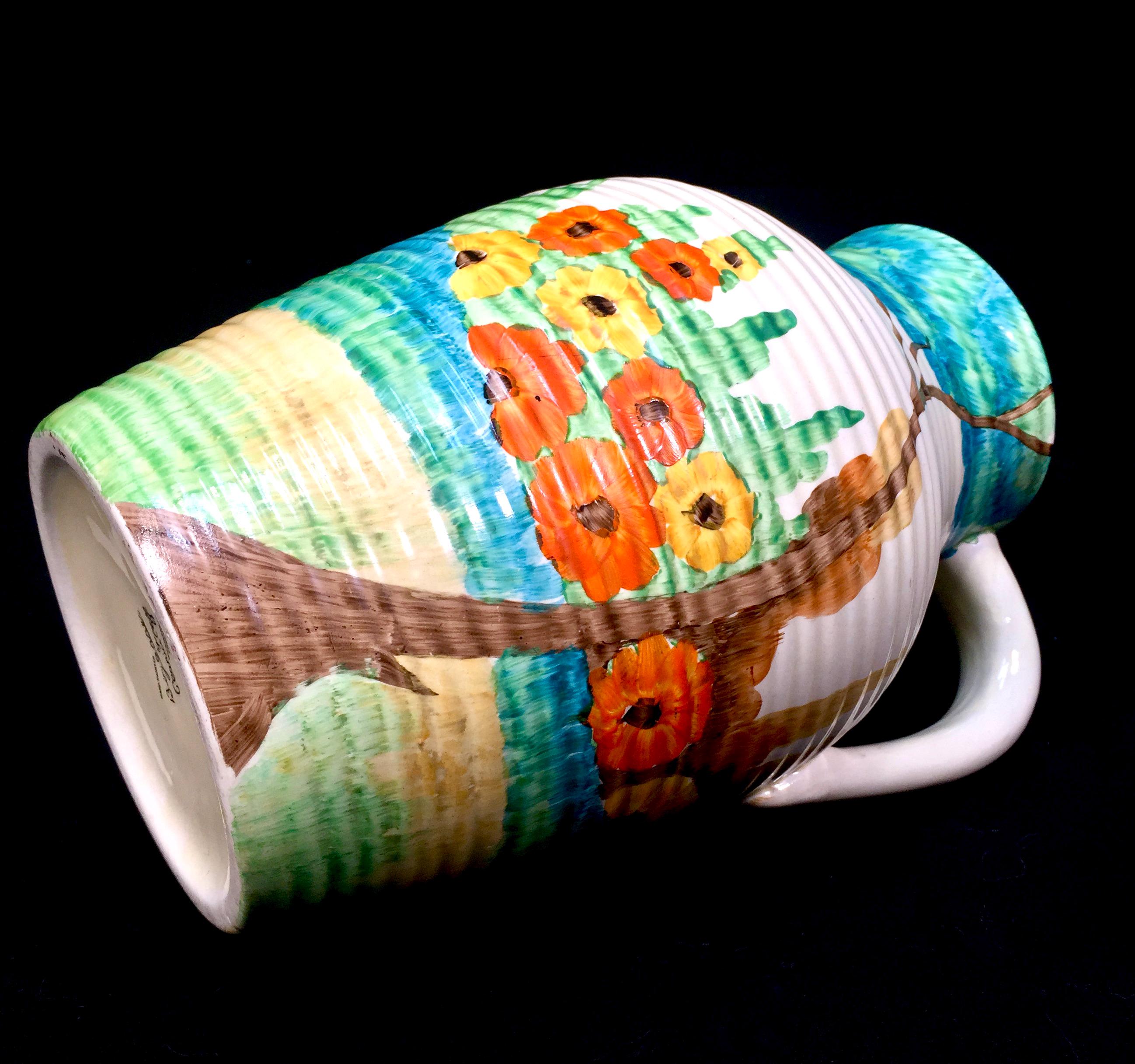 Antique Clarice Cliff - Sandon Lotus Jug Large / C1933 Art Deco Pottery ...