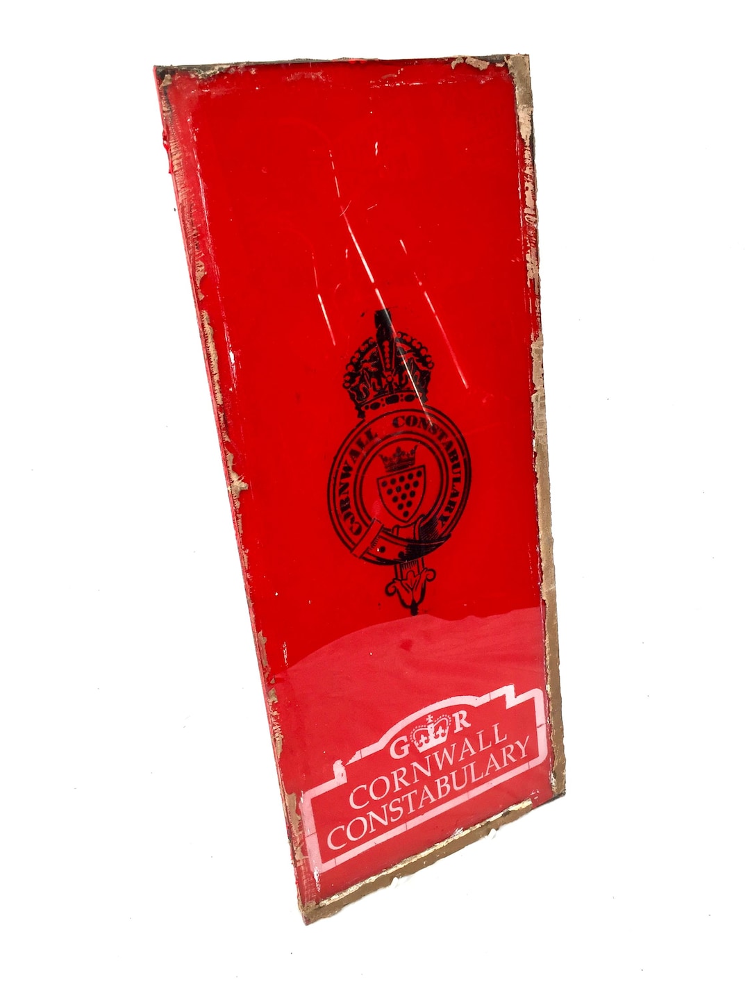 Vintage Glass Window Sign - Salvaged - Cornwall Constabulary / Police ...