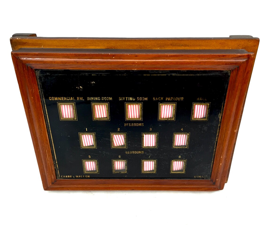 Antique Large Sized Wooden Servants Bell Board / Butlers Call Indicator ...