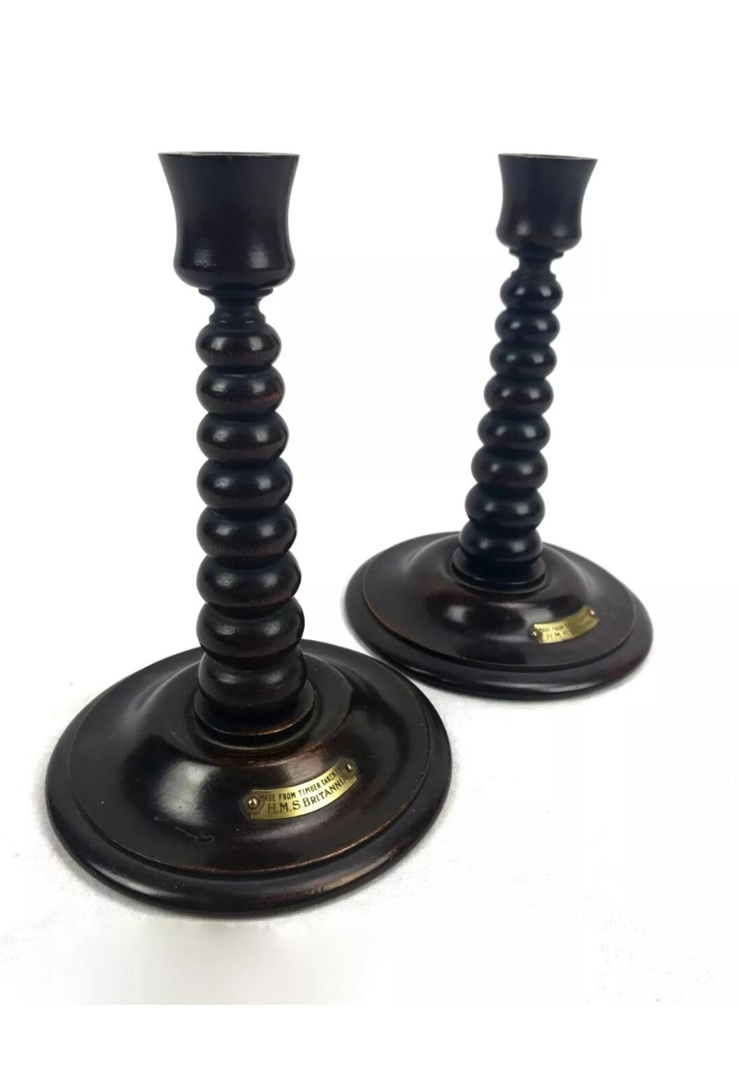 Antique Wood Barley Twist Candle Stick Pair Made From Timber From HMS ...