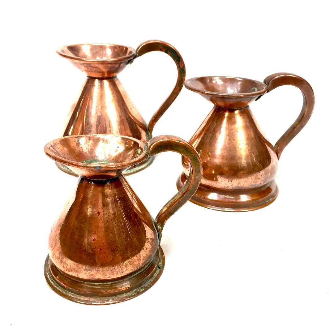 Antique Copper Jug Set / Measures / Handled Pouring Jugs / Country ...