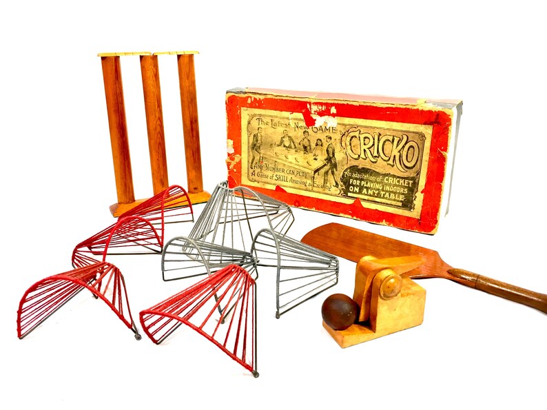 Antique Tabletop Cricket Game Toy in Original Box by the Cricko Company ...