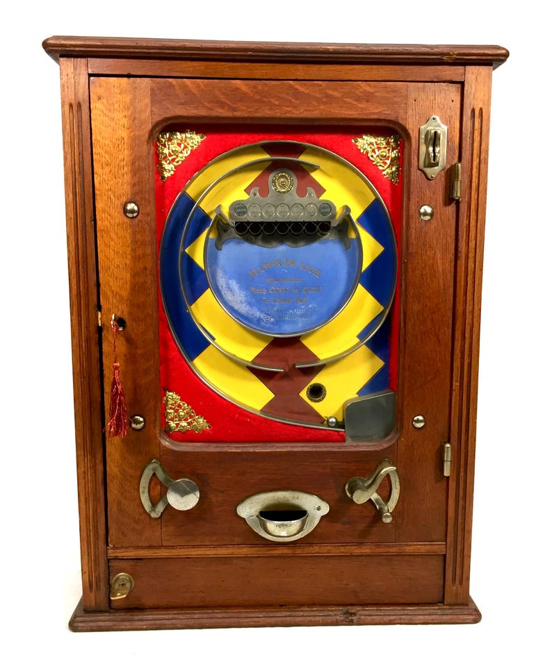 Antique Allwin De Luxe Arcade Coin Operated Penny Machine - Working ...