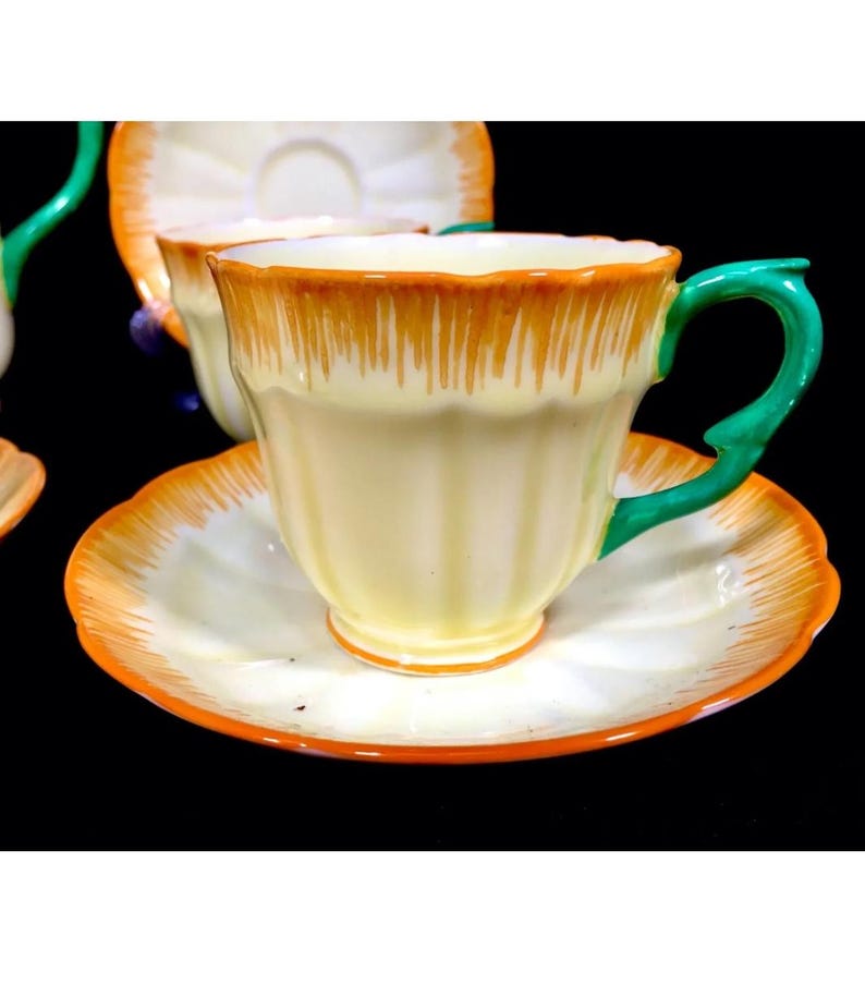 Antique Crown Staffordshire China Coffee Service Set for 6 People / Art ...