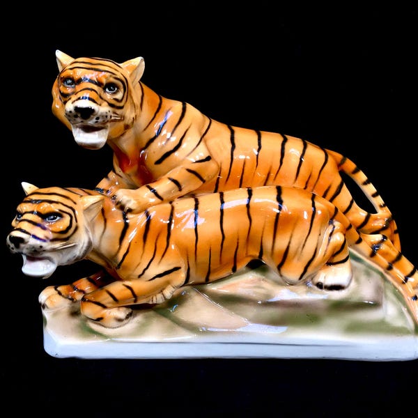 Porcelain Tiger Figurine - Etsy