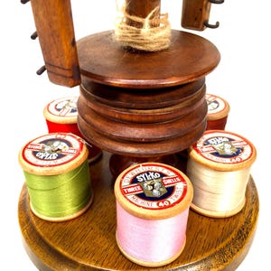 Antique Wooden Sewing Stand - Cotton Bobbin Holder / Spinning Wheel ...