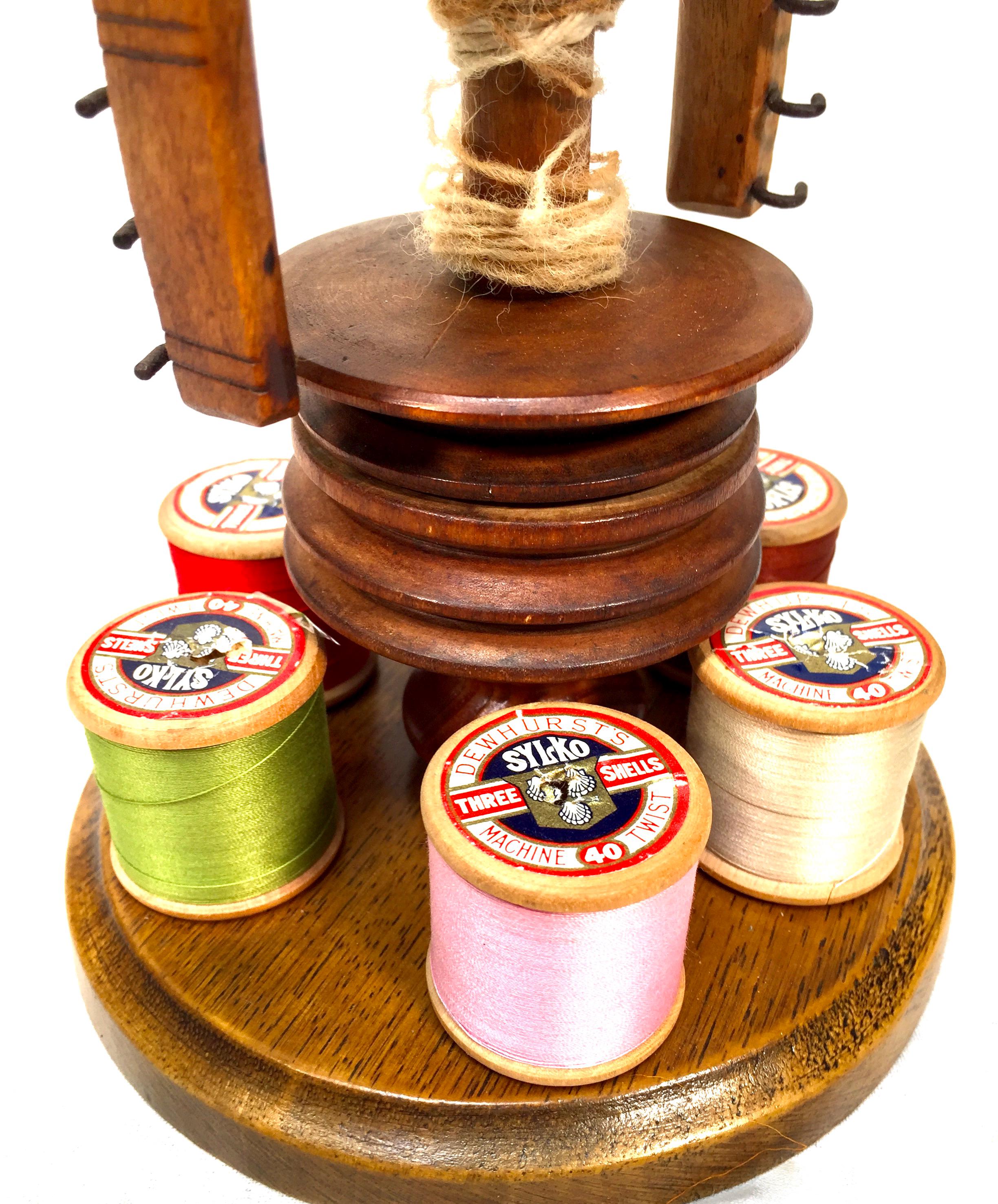 Antique Wooden Sewing Stand - Cotton Bobbin Holder / Spinning Wheel ...