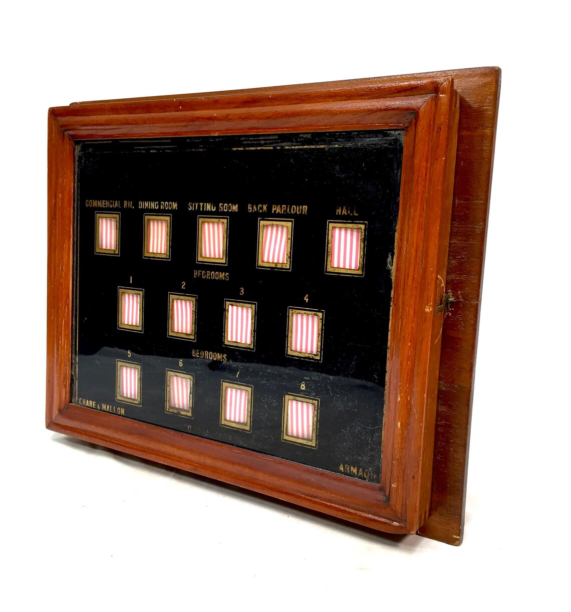 Antique Large Sized Wooden Servants Bell Board / Butlers Call Indicator ...