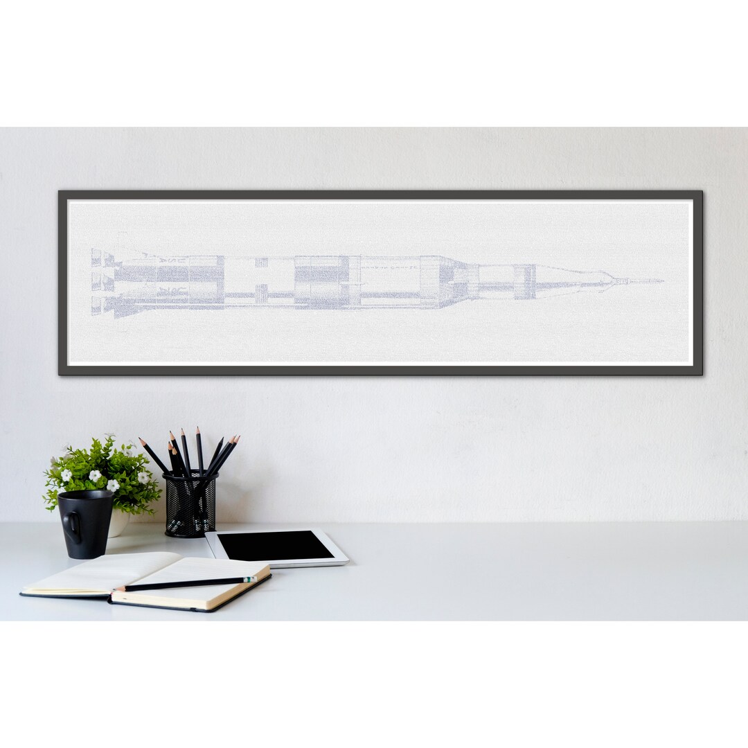 Nasa Apollo 11 Transcript With Saturn V Rocket Impression unframed - Etsy