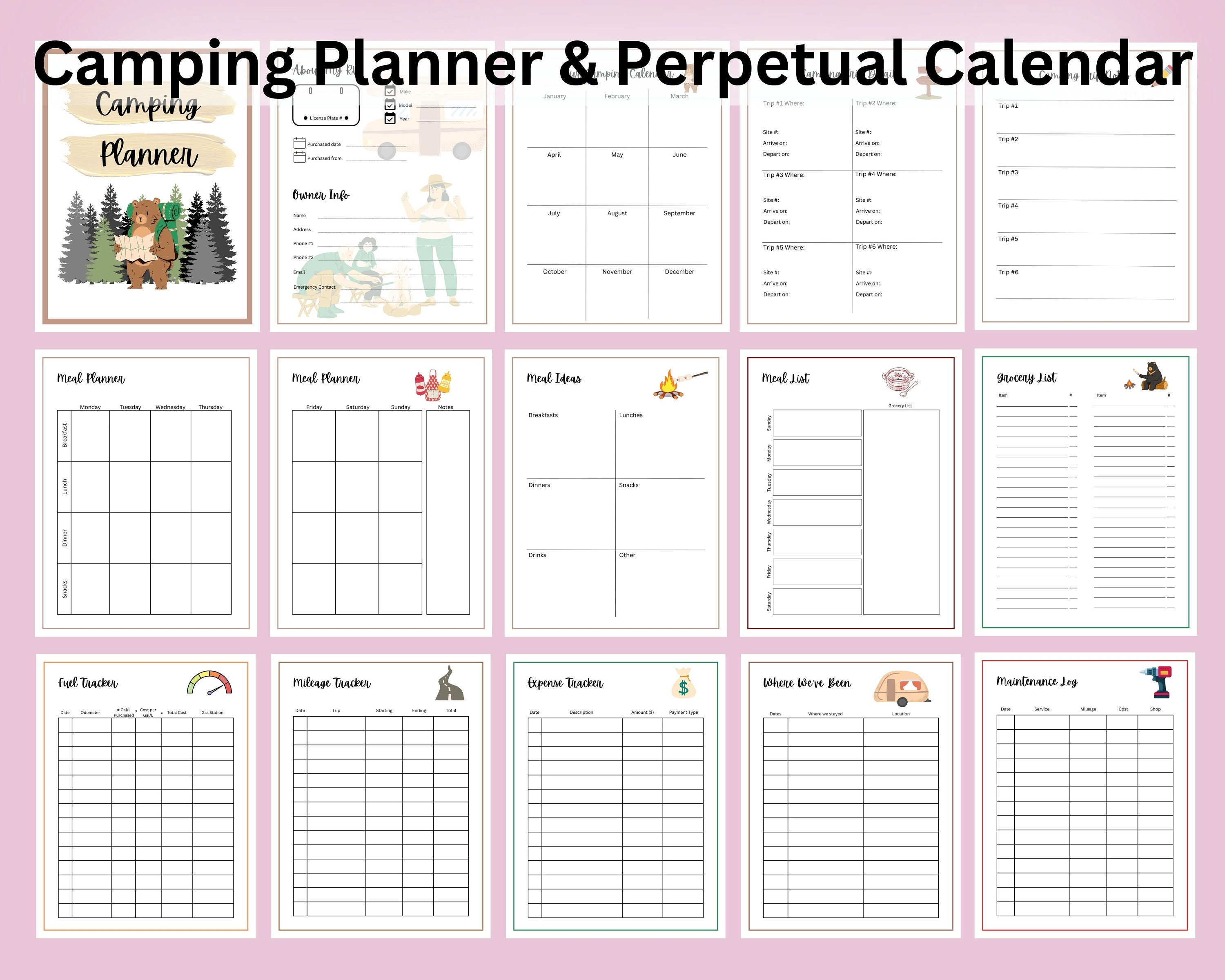 Camping Checklist Bundle, RV Travel Prep, Packing List, and Family Camp ...