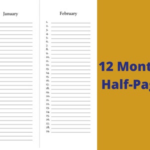 Perpetual Lined Calendar Printable, 365 Day, Birthday and Anniversary ...