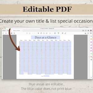 Printable Days at a Glance, 365 Day Calendar, Year at a Glance ...