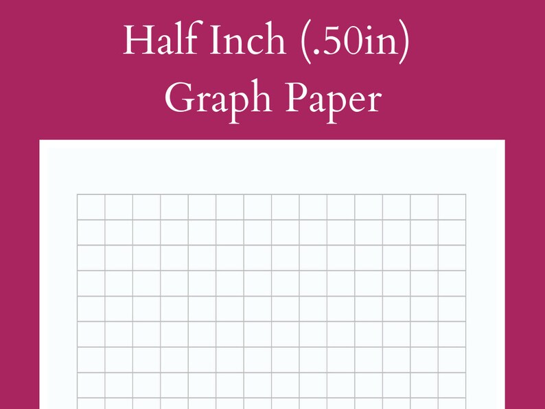 Printable Half Inch .50 Inch Graph Paper Two Squares per - Etsy