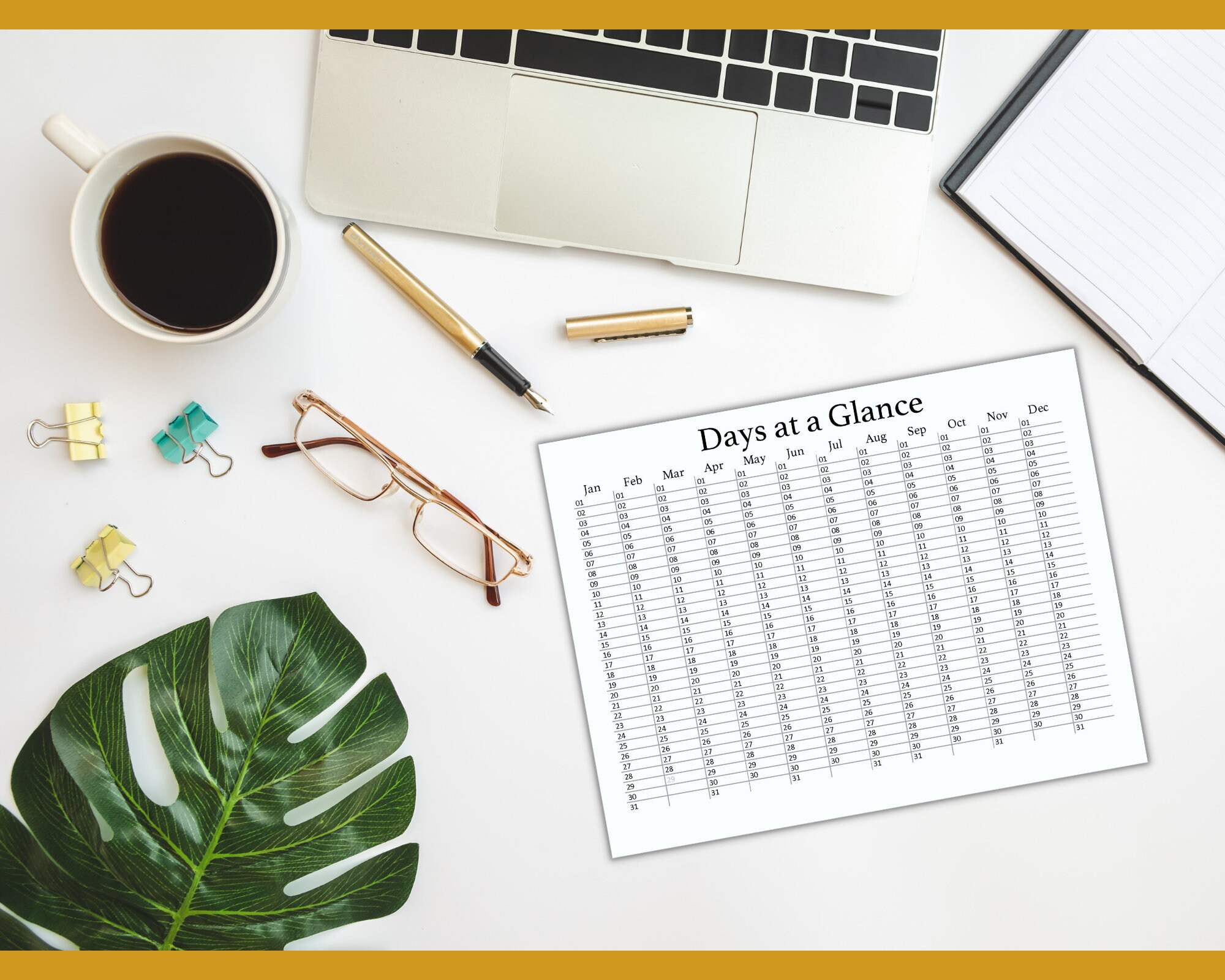 Printable Days at a Glance, 365 Day Calendar, Year at a Glance ...