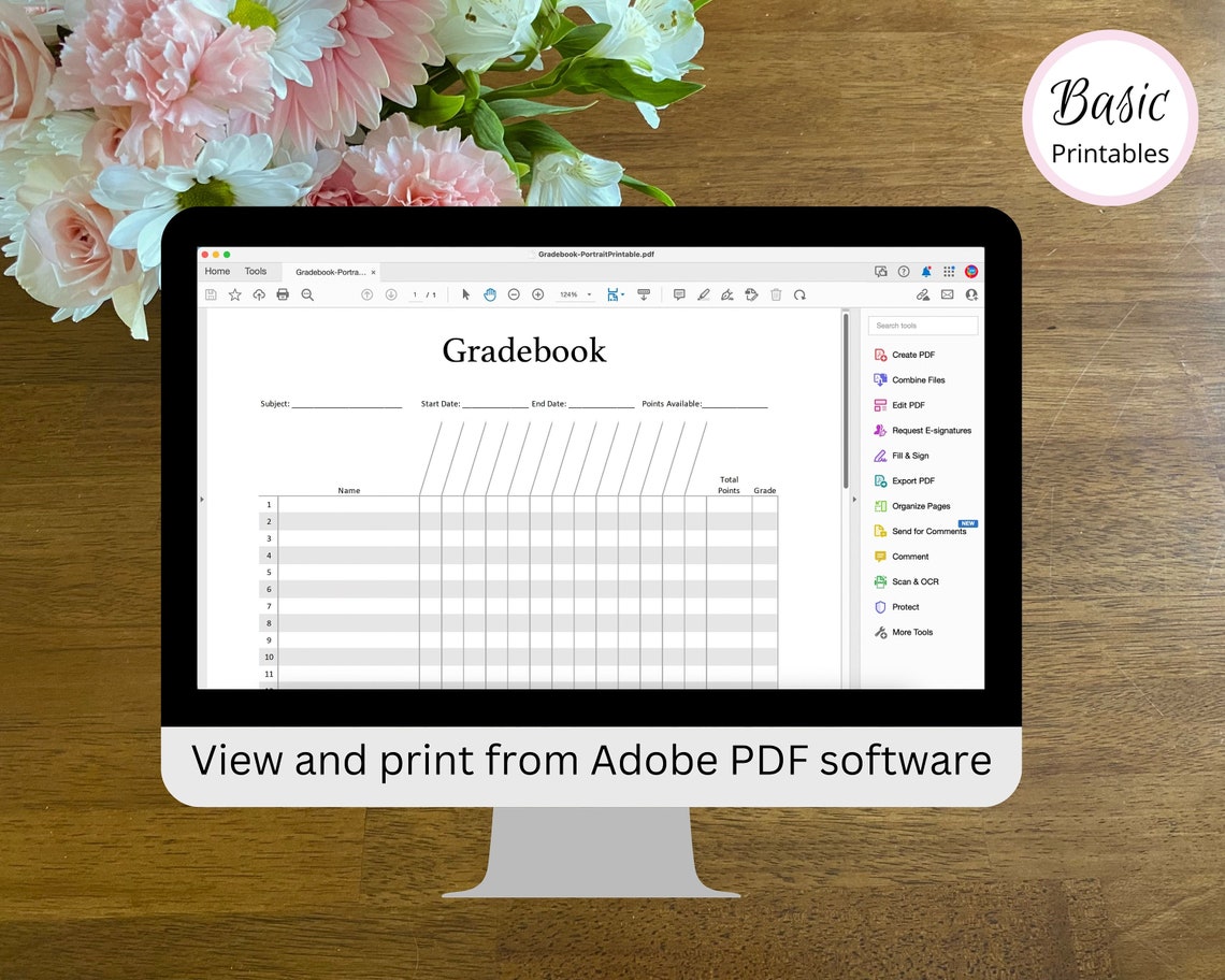 Printable Grade Book, Gradebook, Teacher Grade Tracker, Digital ...