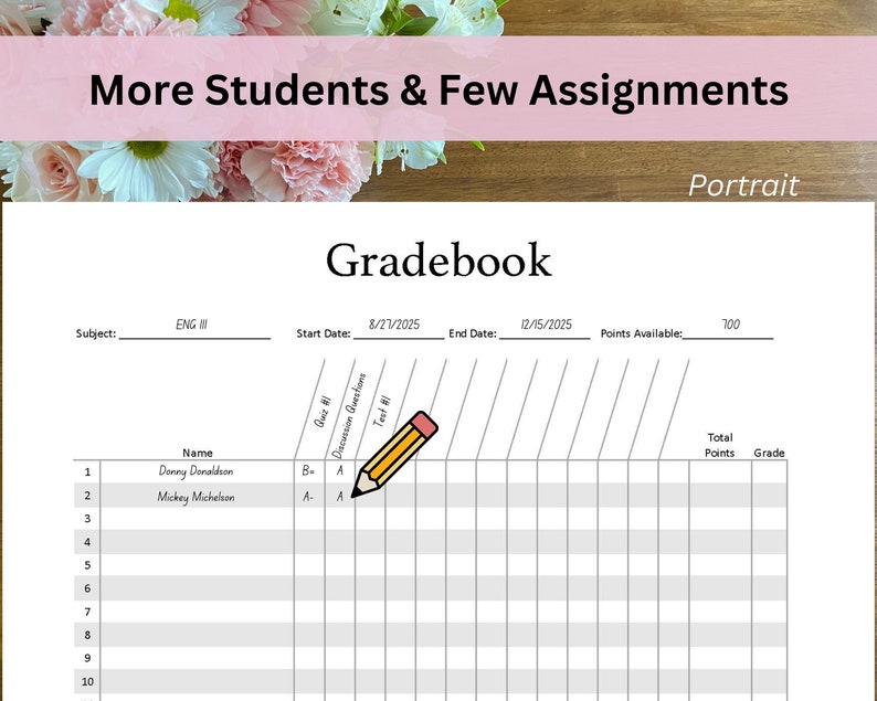 Printable Grade Book, Gradebook, Teacher Grade Tracker, Digital ...