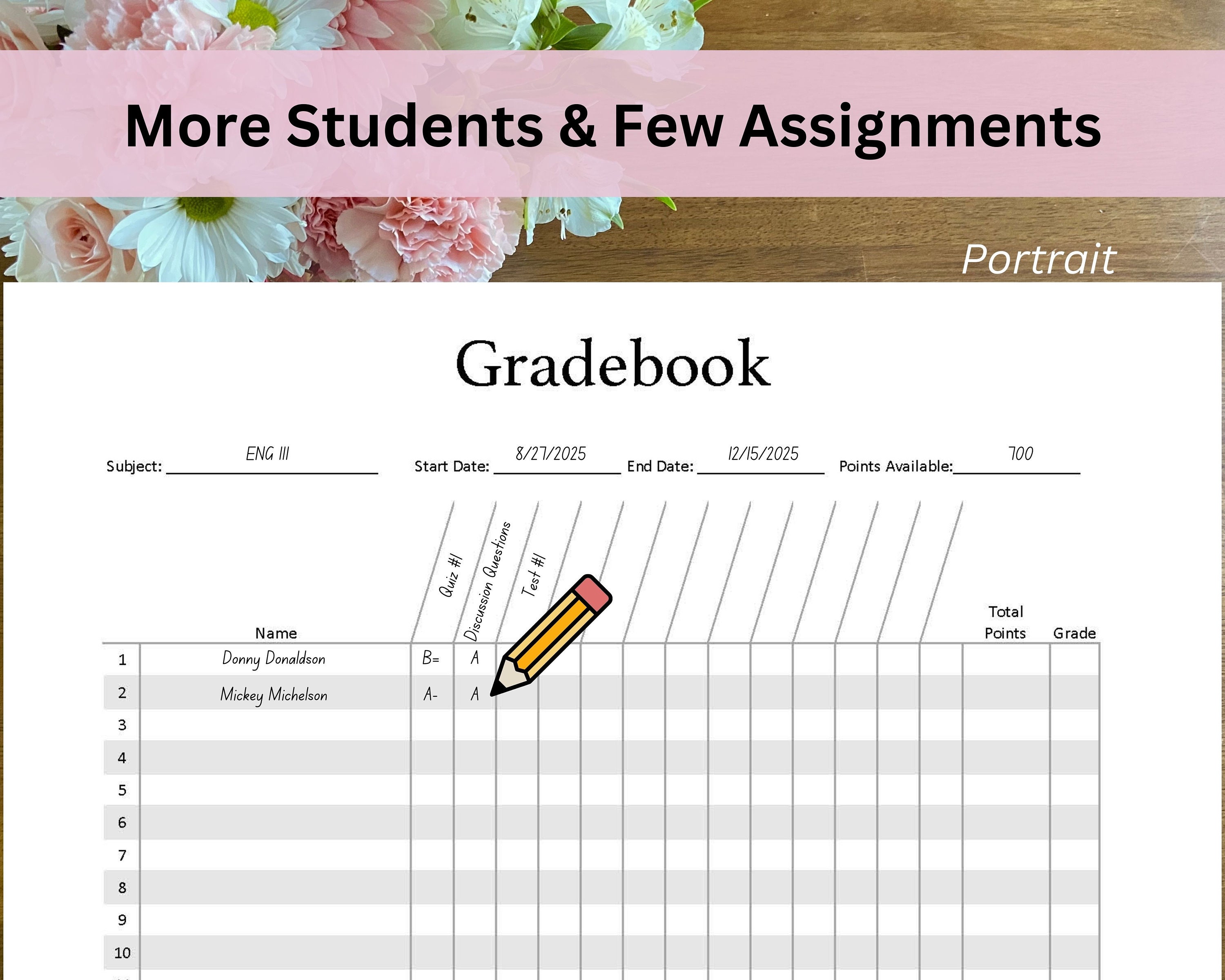 Printable Grade Book, Gradebook, Teacher Grade Tracker, Digital ...