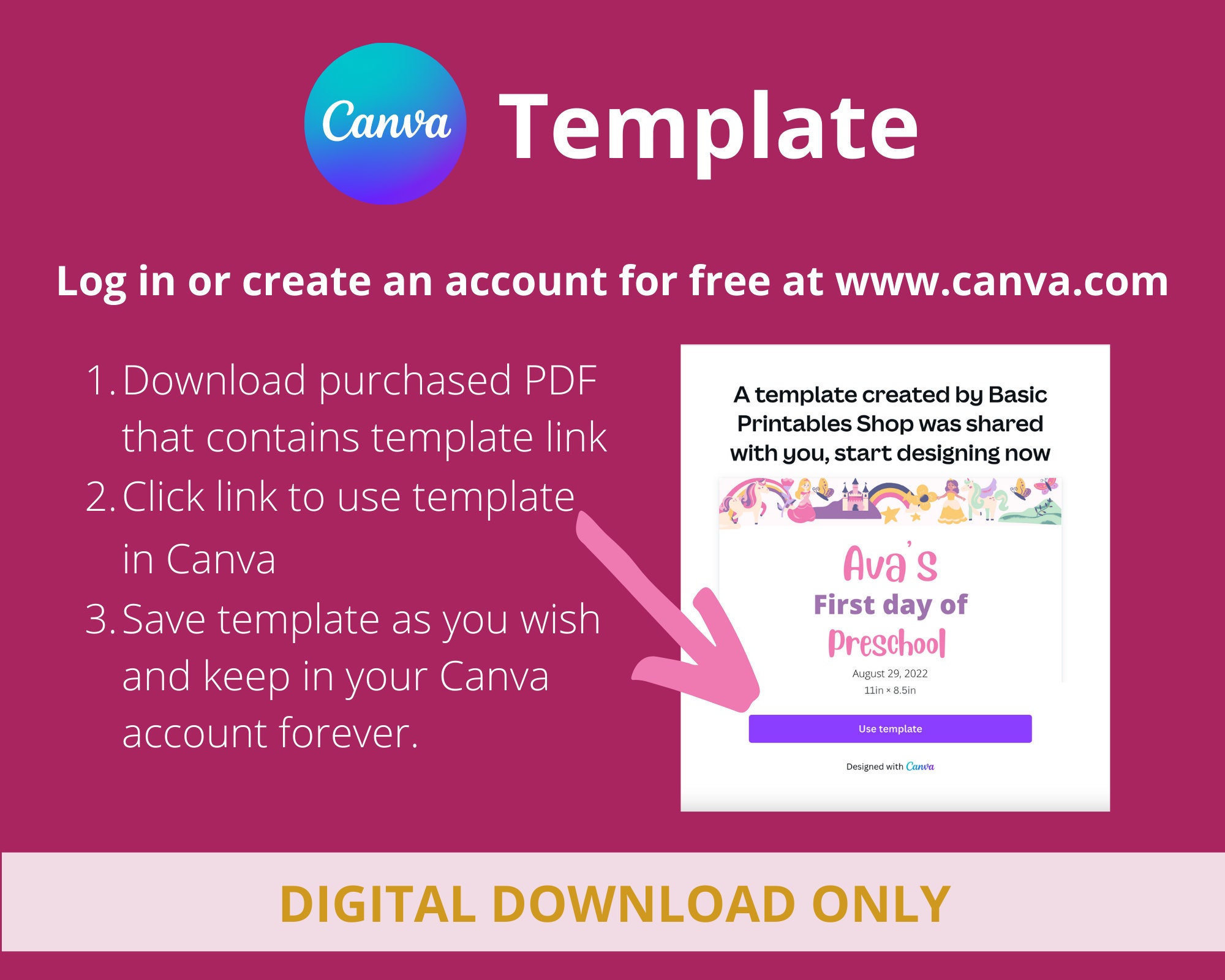 Printable First Day of School Sign, Girl Princess and Unicorn Sign ...