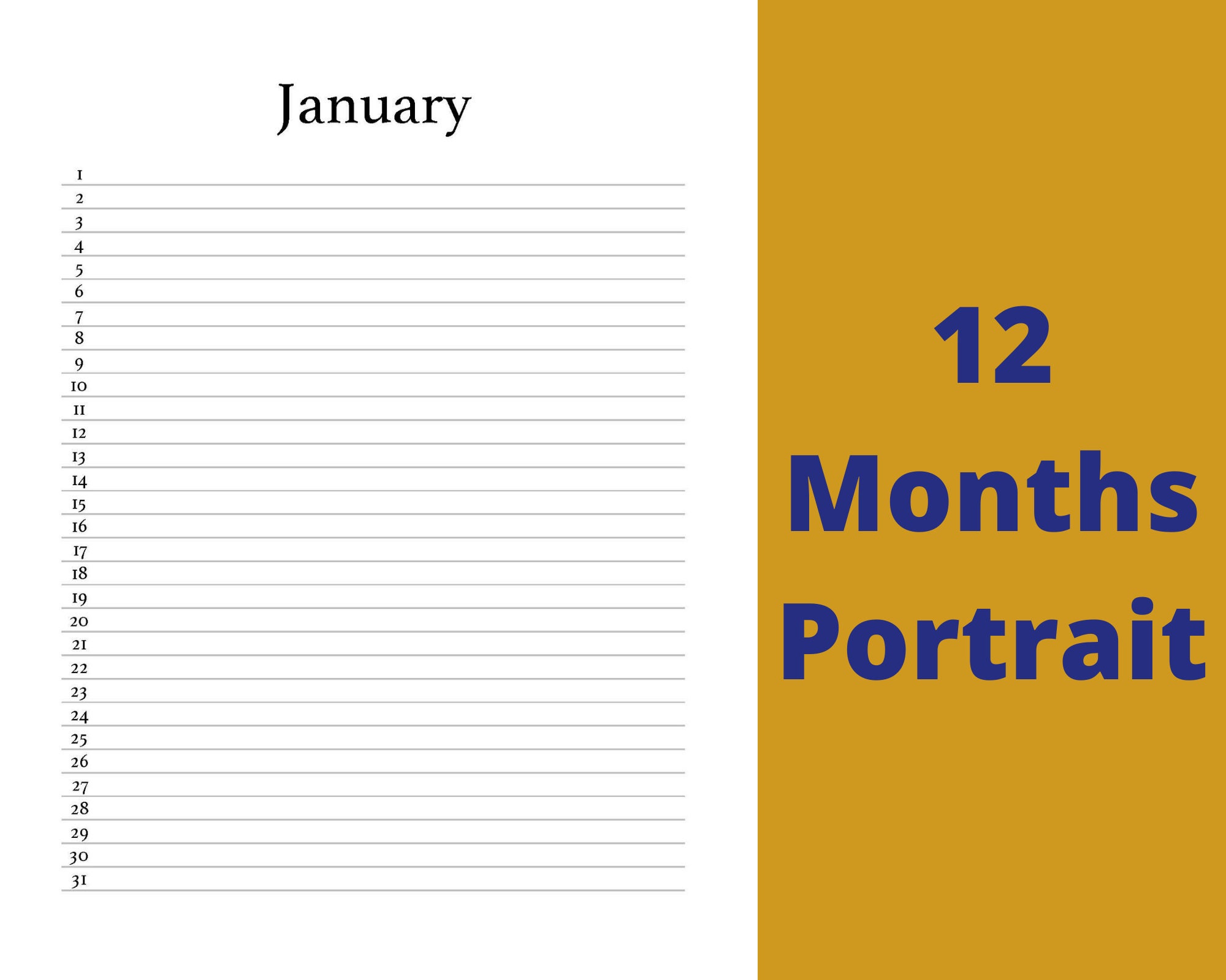 Perpetual Lined Calendar Printable, 365 Day, Birthday and Anniversary ...