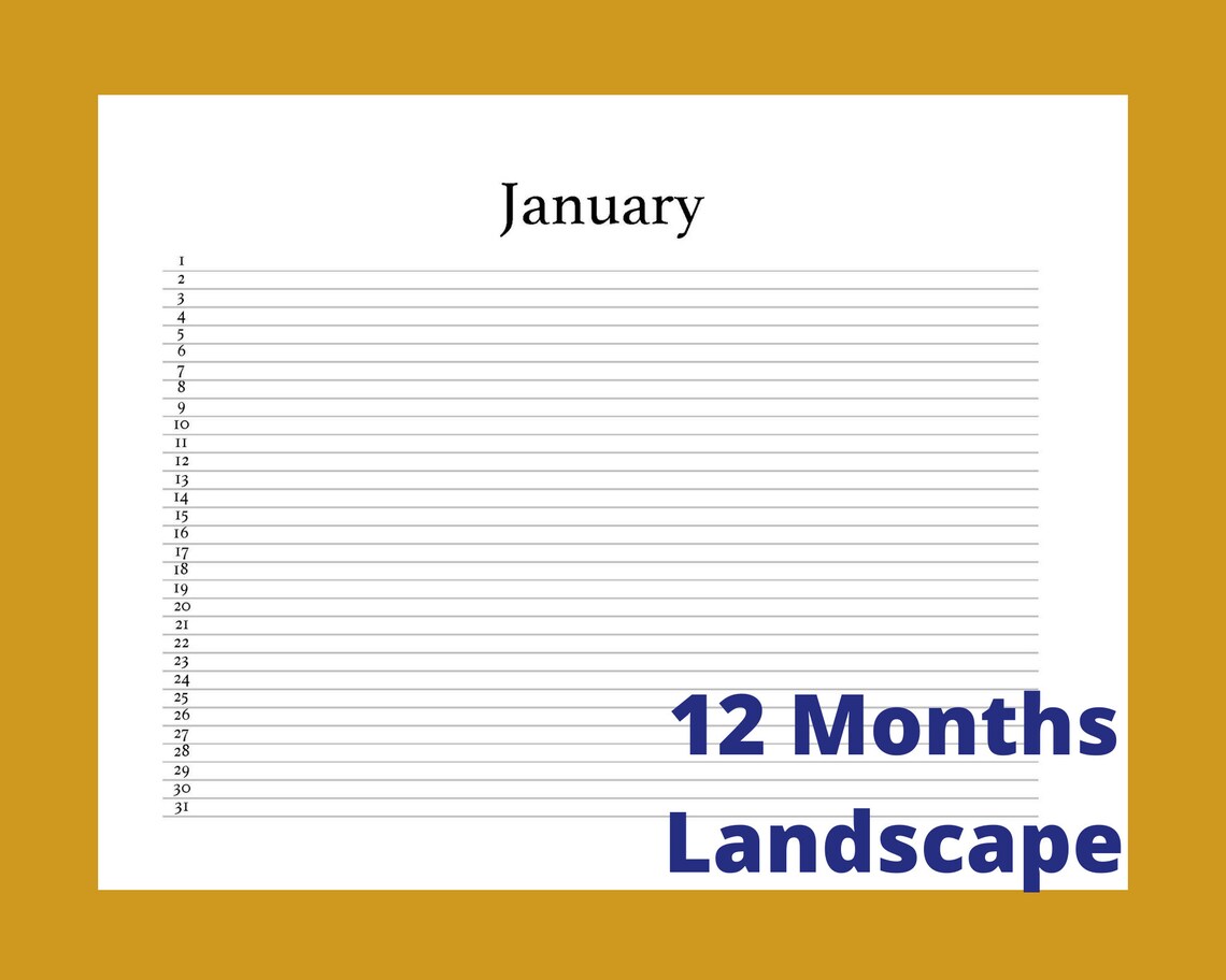 Perpetual Lined Calendar Printable, 365 Day, Birthday and Anniversary ...