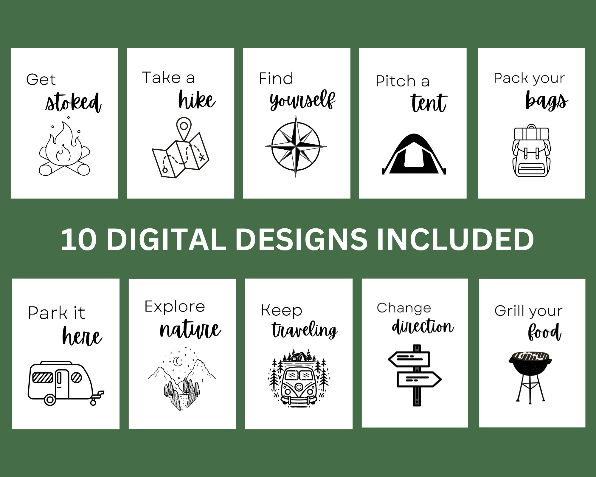 Printable Camping Wall Art, Gallery Wall Set, Camper Decor, Outdoor ...