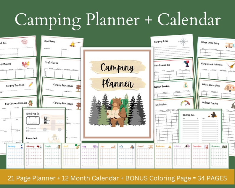 Printable Camping Planner, RV Travel Planner, Camping Trip Planner ...