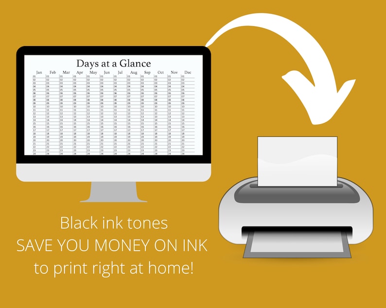 Printable Days at a Glance, 365 Day Calendar, Year at a Glance ...