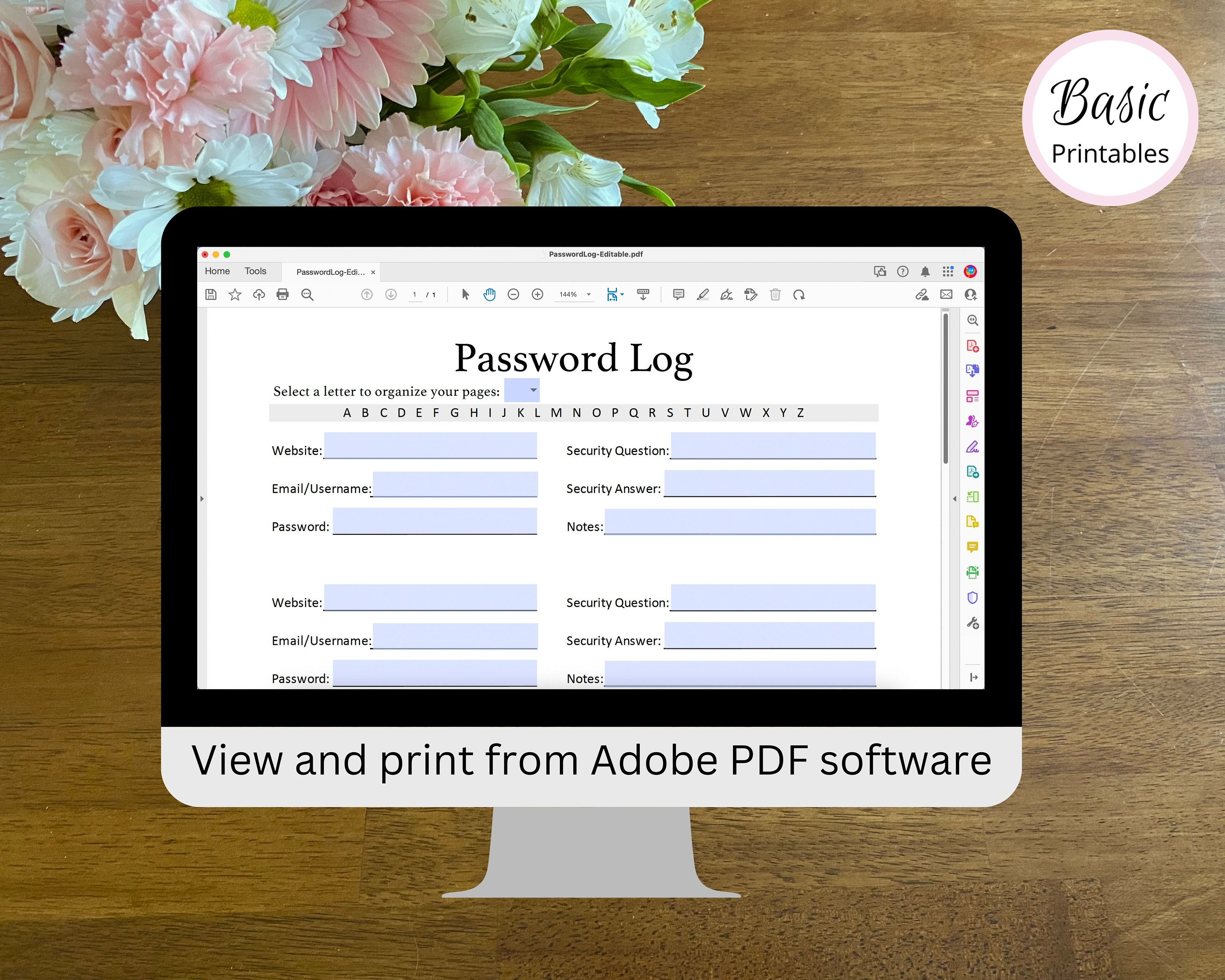 Printable Password Tracker, Digital Password Keeper, Online Account ...