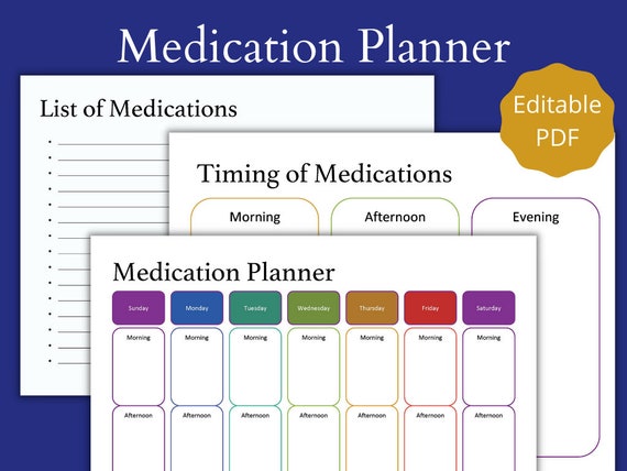Printable Medication Planner Editable Medication Tracker - Etsy