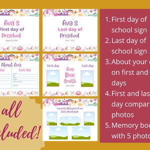 Printable First Day of School Sign, Girl Princess and Unicorn Sign ...