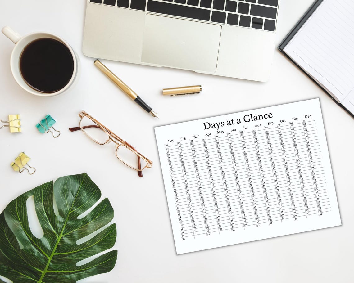 Printable Days at a Glance, 365 Day Calendar, Year at a Glance ...