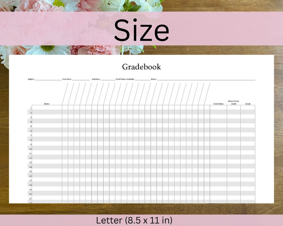Printable Grade Book, Gradebook, Teacher Grade Tracker, Digital ...