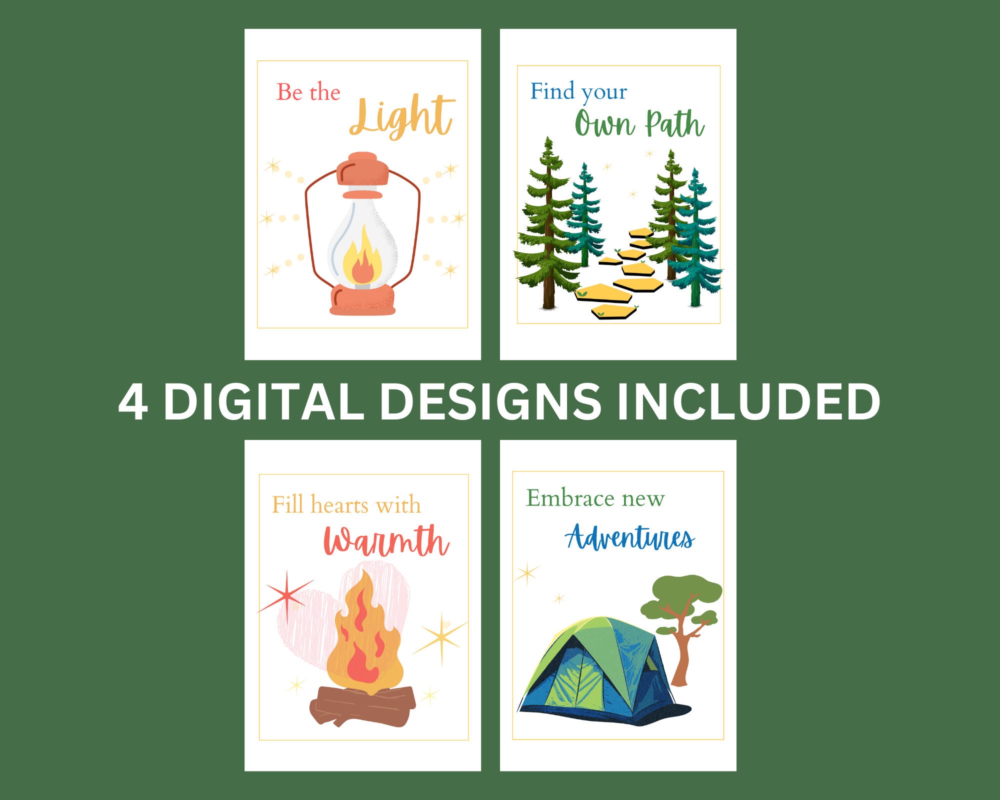 Printable Camping Wall Art, Gallery Wall Set, Colorful Fun Outdoor Camp ...