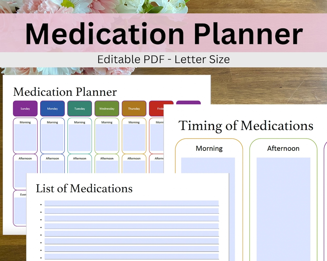 Printable Medication Planner, Editable Medication Tracker, Digital ...