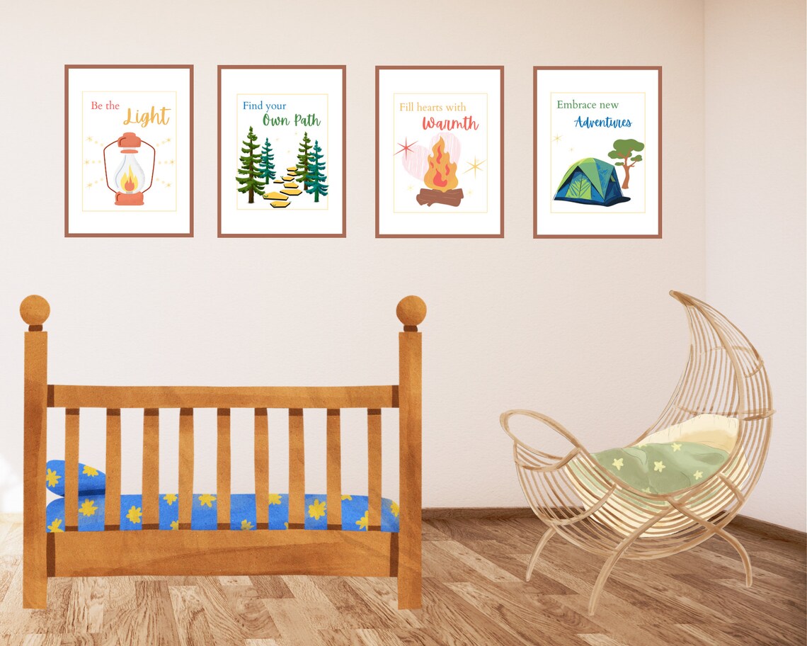 Printable Camping Wall Art, Gallery Wall Set, Colorful Fun Outdoor Camp ...
