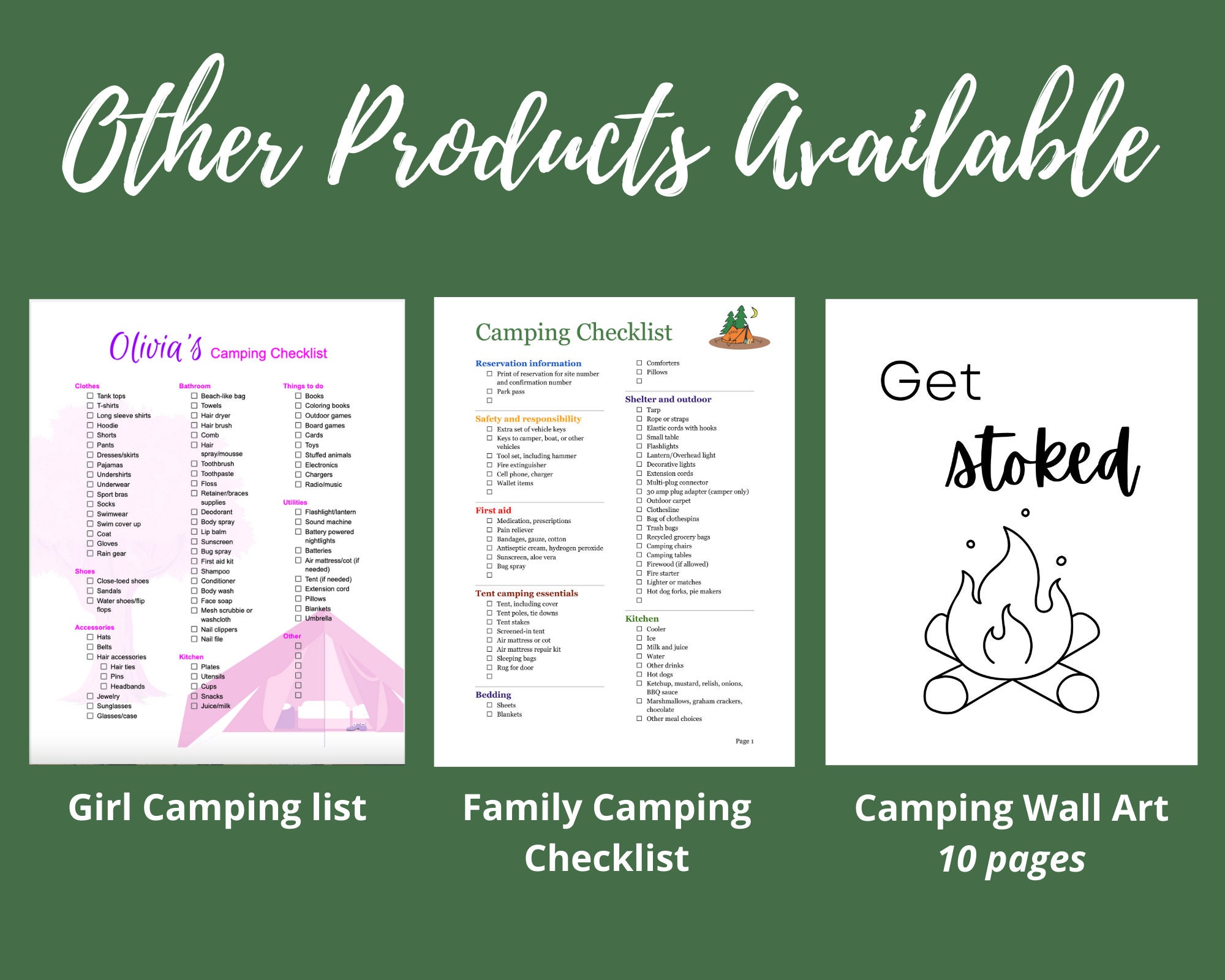 Printable Camping Wall Art, Gallery Wall Set, Colorful Fun Outdoor Camp ...