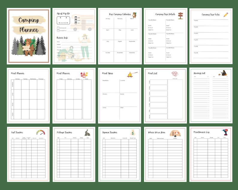 Printable Camping Planner, RV Travel Planner, Camping Trip Planner ...
