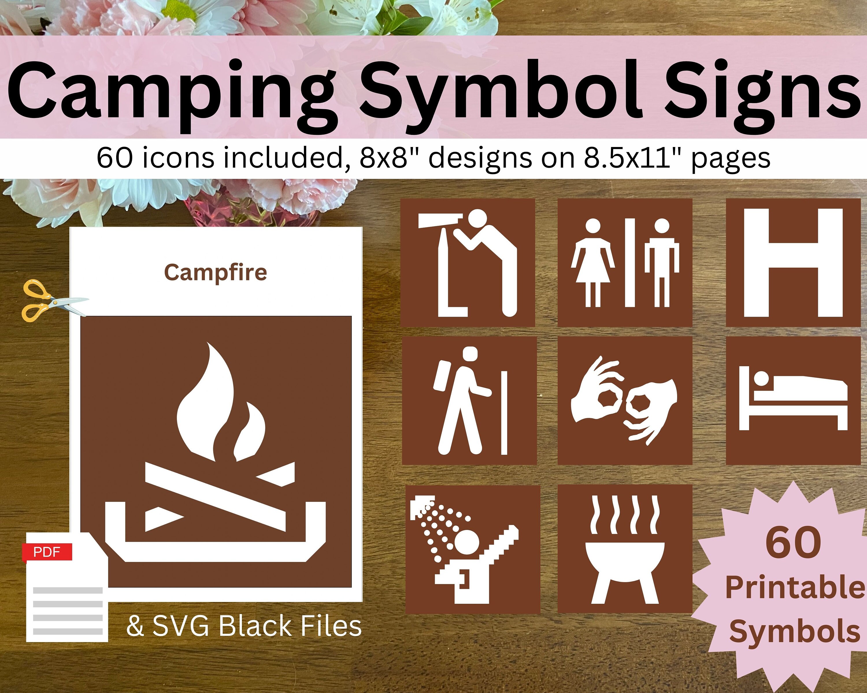 Camping Signs National Park, Vintage Pixel Style, Campground Signs ...