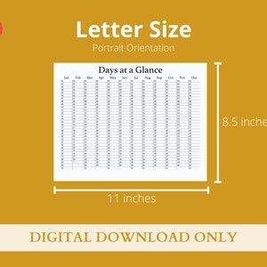 Printable Days at a Glance, 365 Day Calendar, Year at a Glance ...