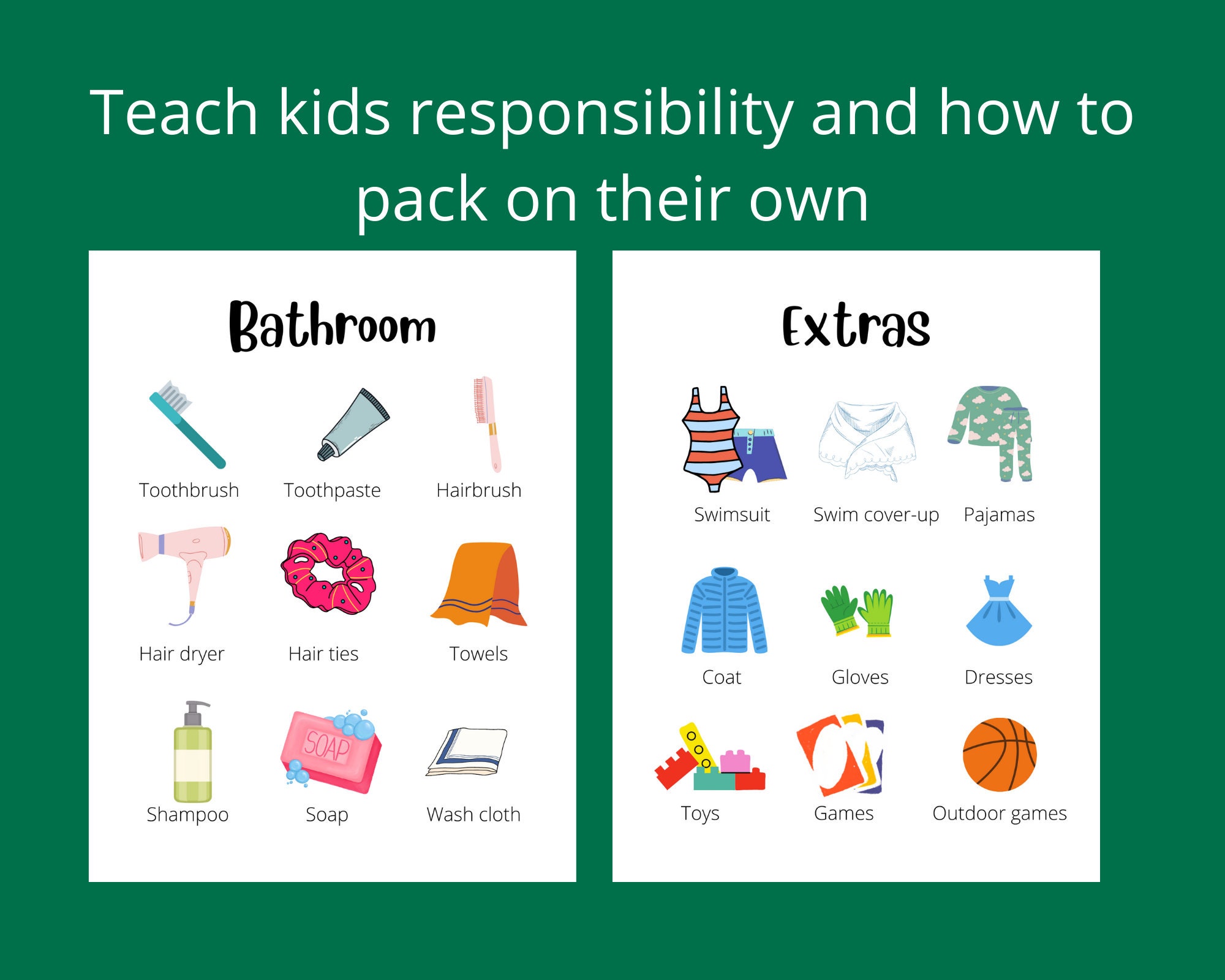 Camp Checklist With Pictures for Kids, Printable With Pictures and ...