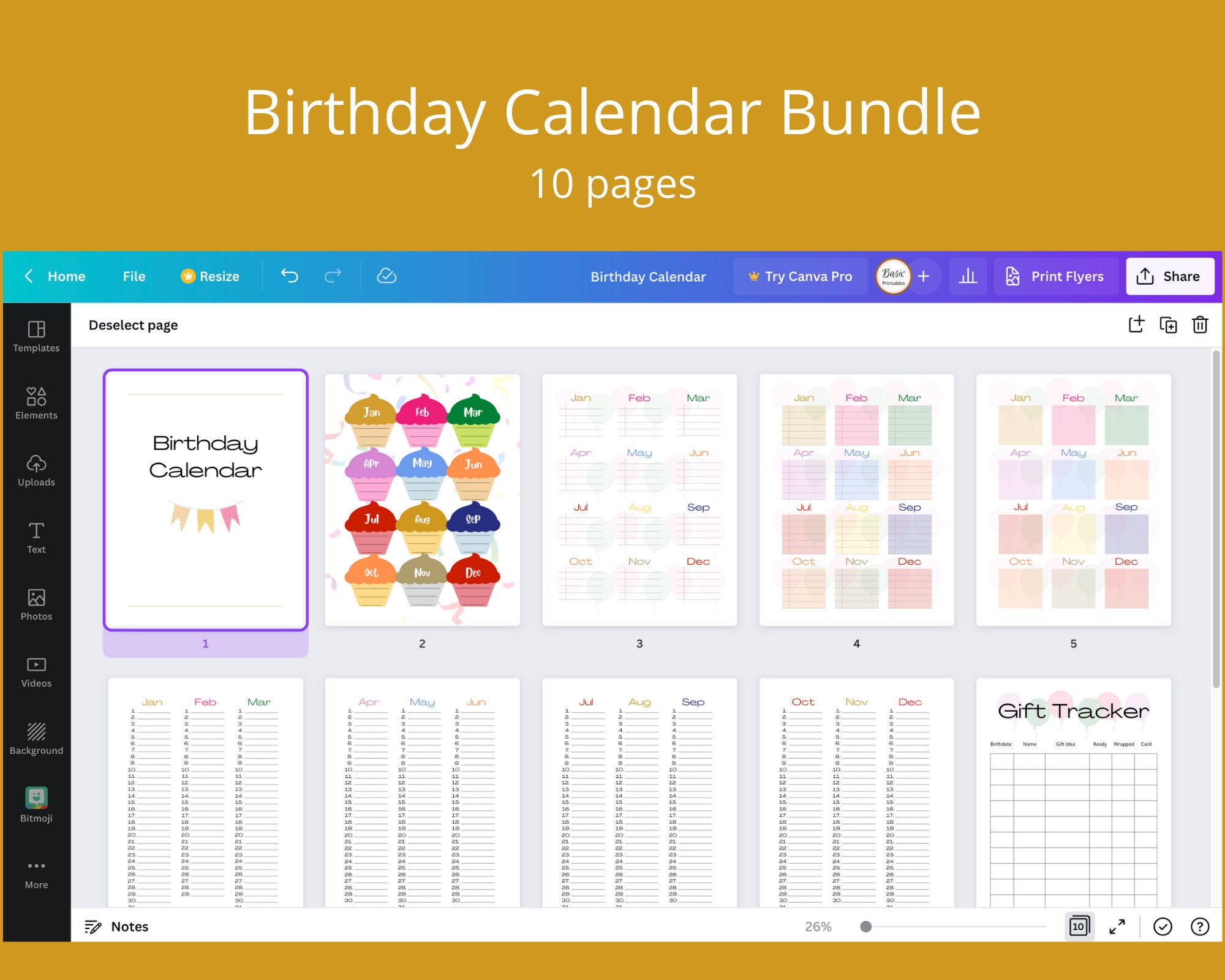 Perpetual Birthday and Anniversary Calendar Bundle, Printable Party ...
