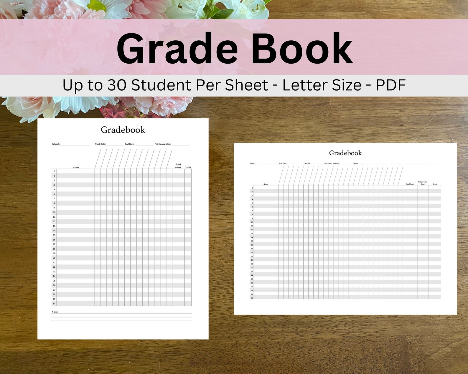 Printable Grade Book, Gradebook, Teacher Grade Tracker, Digital ...