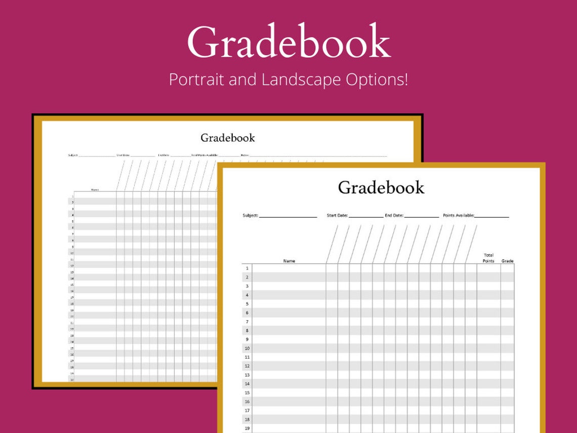 Printable Grade Book Gradebook Teacher Grade Tracker - Etsy