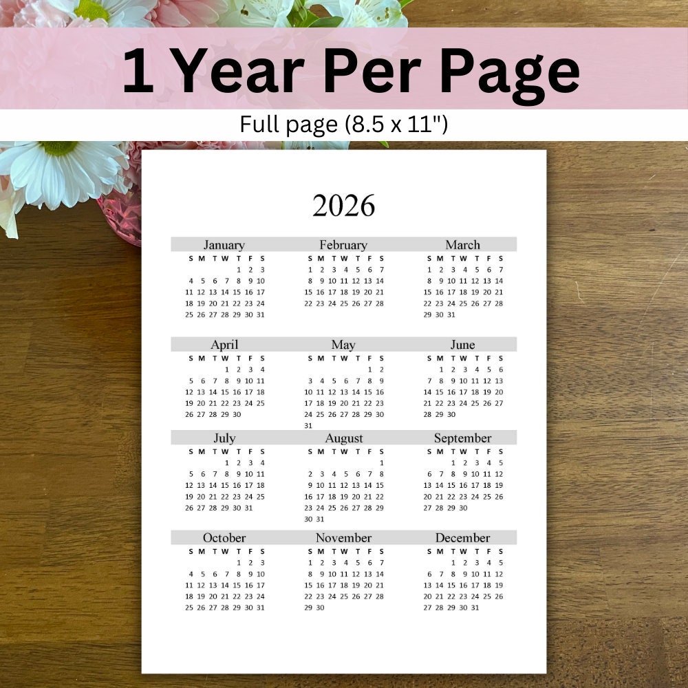 Printable 2024 2028 5 Year Calendar, 2024 Printable Calendar, 2025 Printable Calendar, Calendar ...
