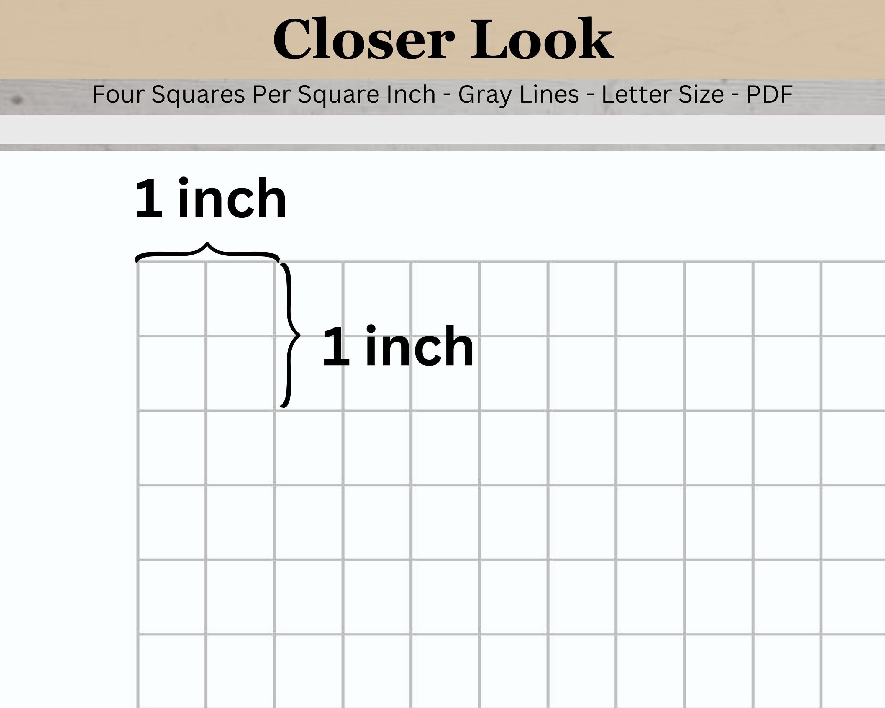 Printable Half Inch (.50 Inch) Graph Paper, Two Squares per Inch, 2x2 ...