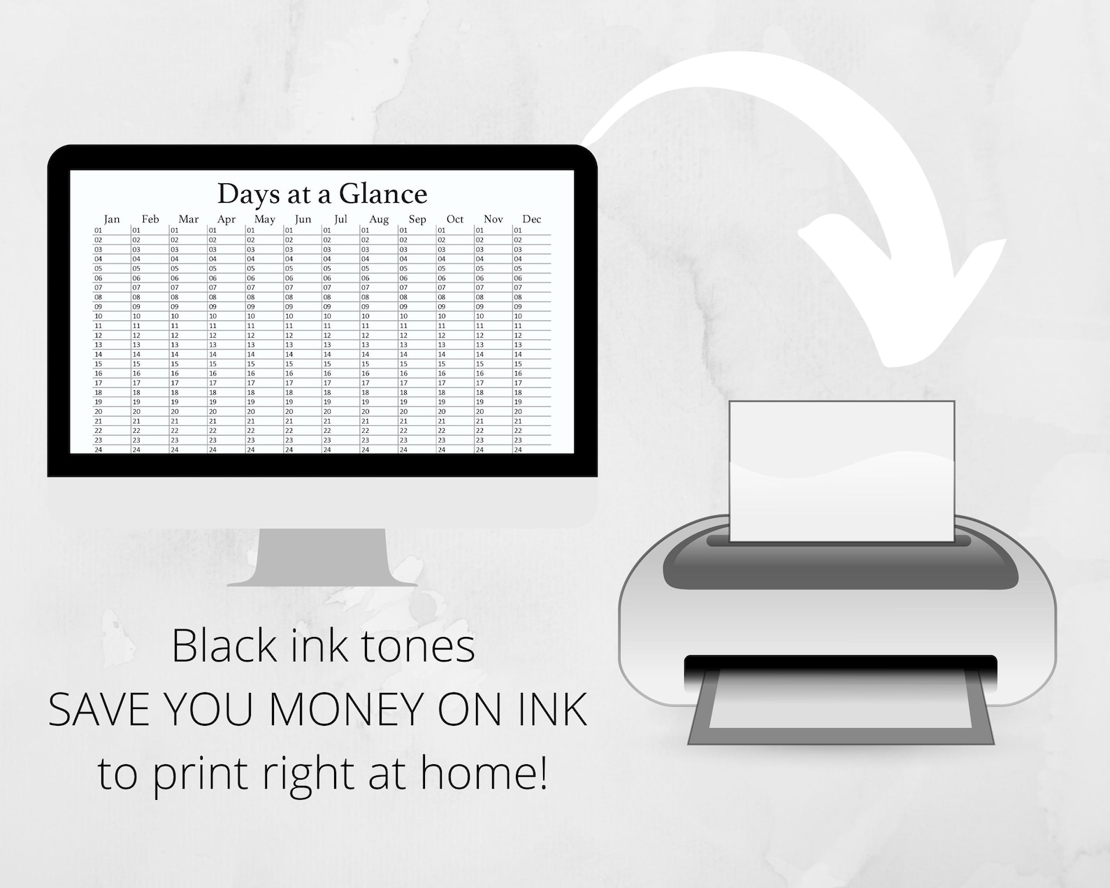 Printable Days at a Glance, 365 Day Calendar, Year at a Glance ...